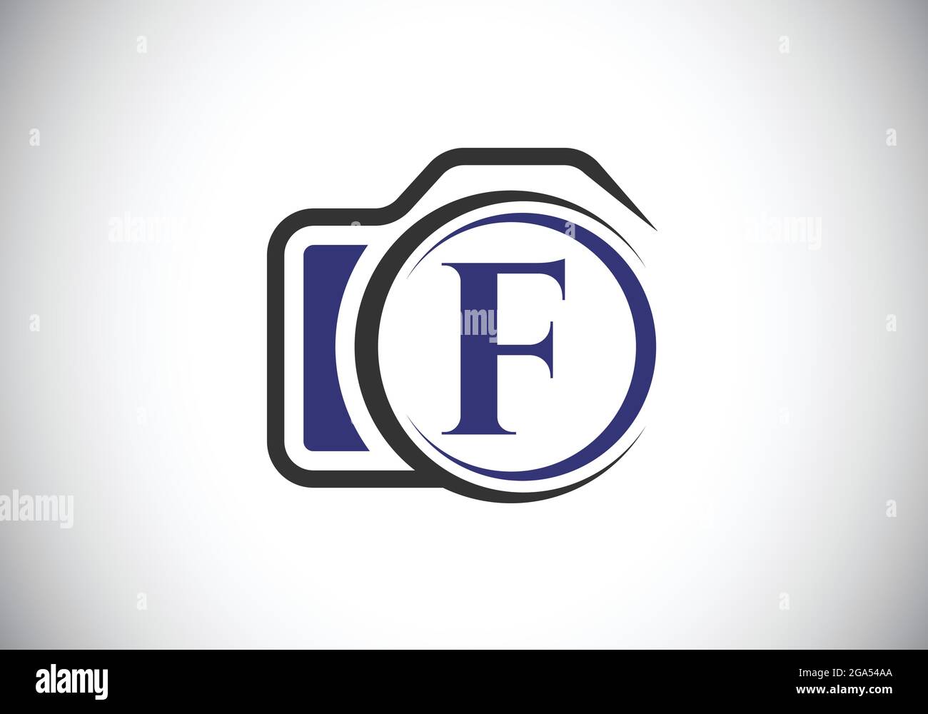 Initial F monogram letter alphabet with a camera icon. Photography logo ...