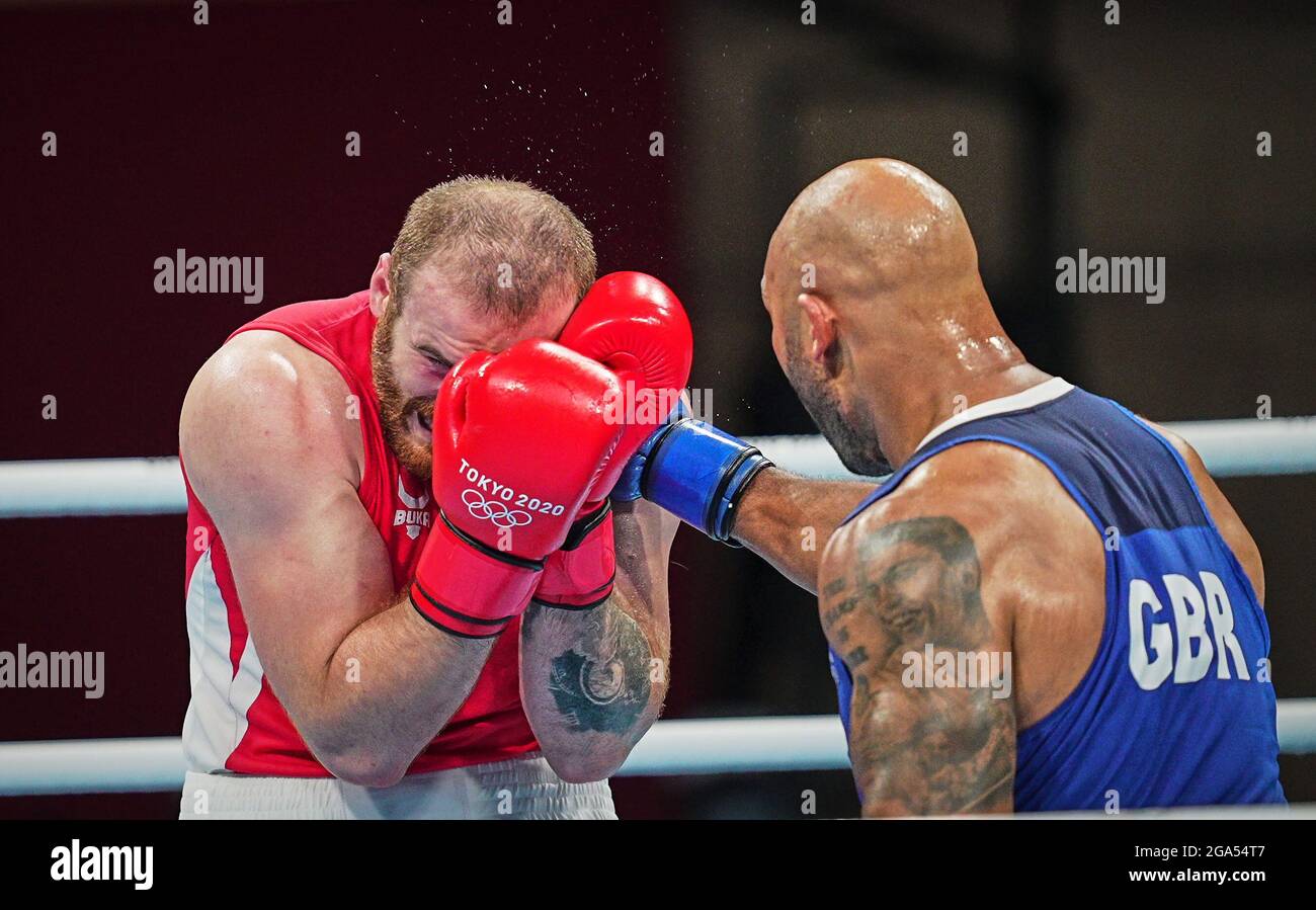 July 29, 2021: Frazer Clarke from Great Britain and Tsotne Rogava from ...