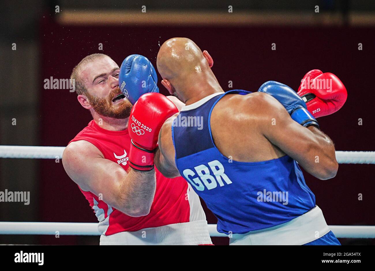 July 29, 2021: Frazer Clarke from Great Britain and Tsotne Rogava from ...