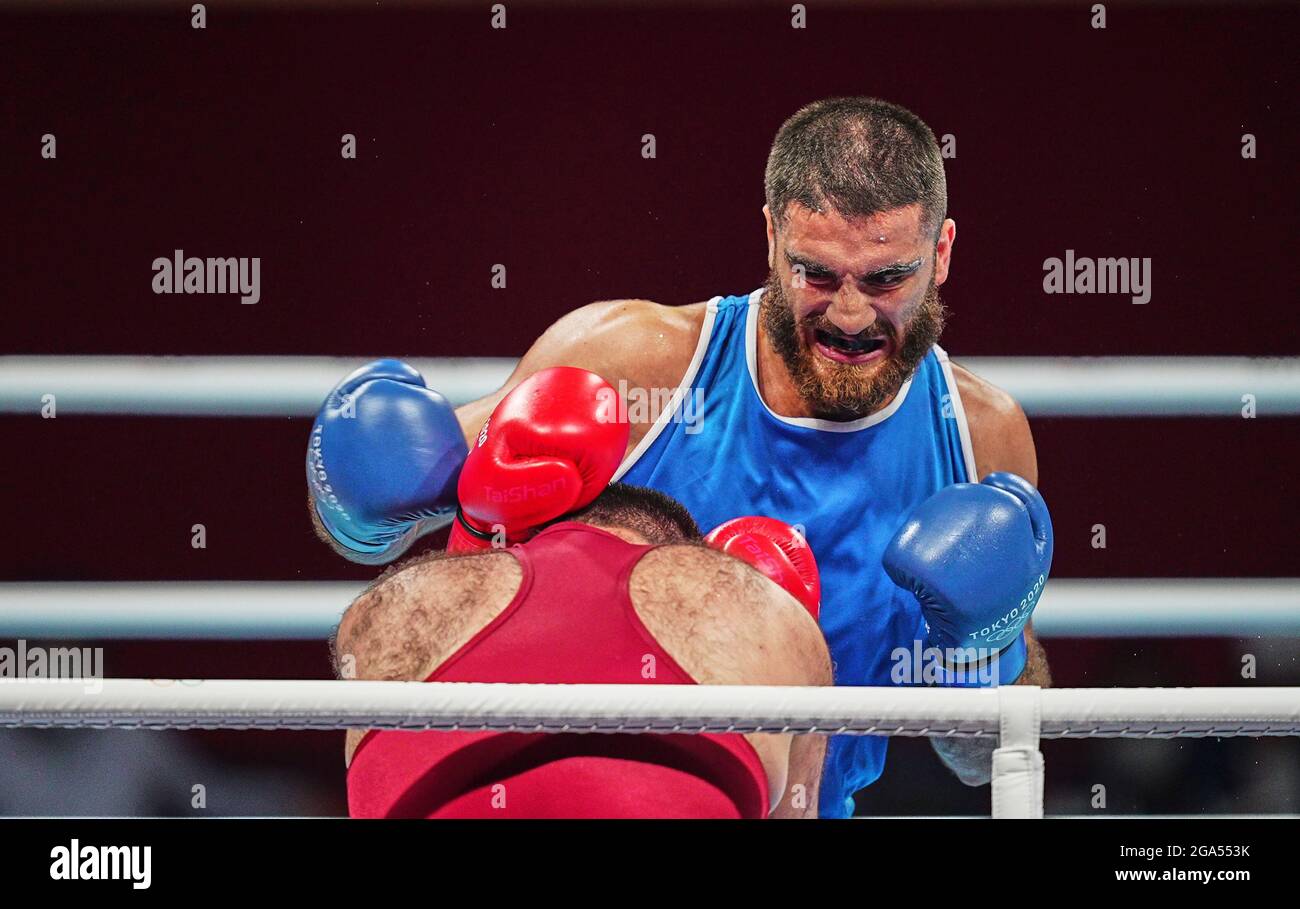 July 29, 2021: Mourad Aliev from France and Siyovush Zukhurov from ...
