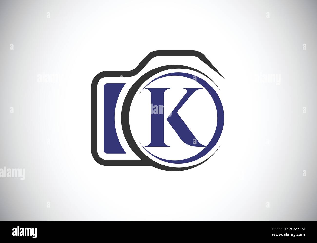 Initial K monogram letter alphabet with a camera icon. Photography logo ...