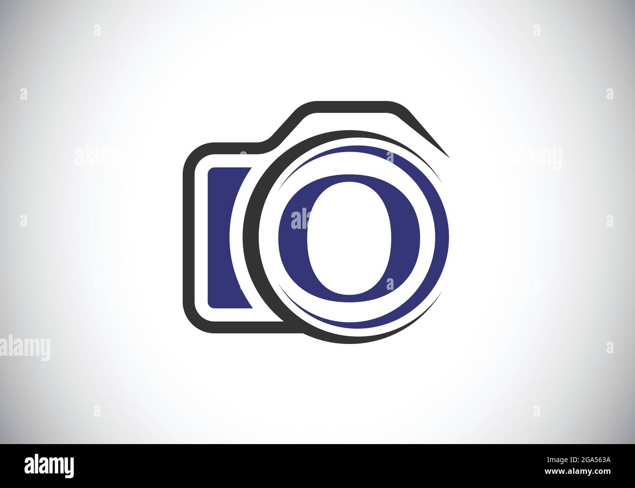 Initial O monogram letter alphabet with a camera icon. Photography logo ...