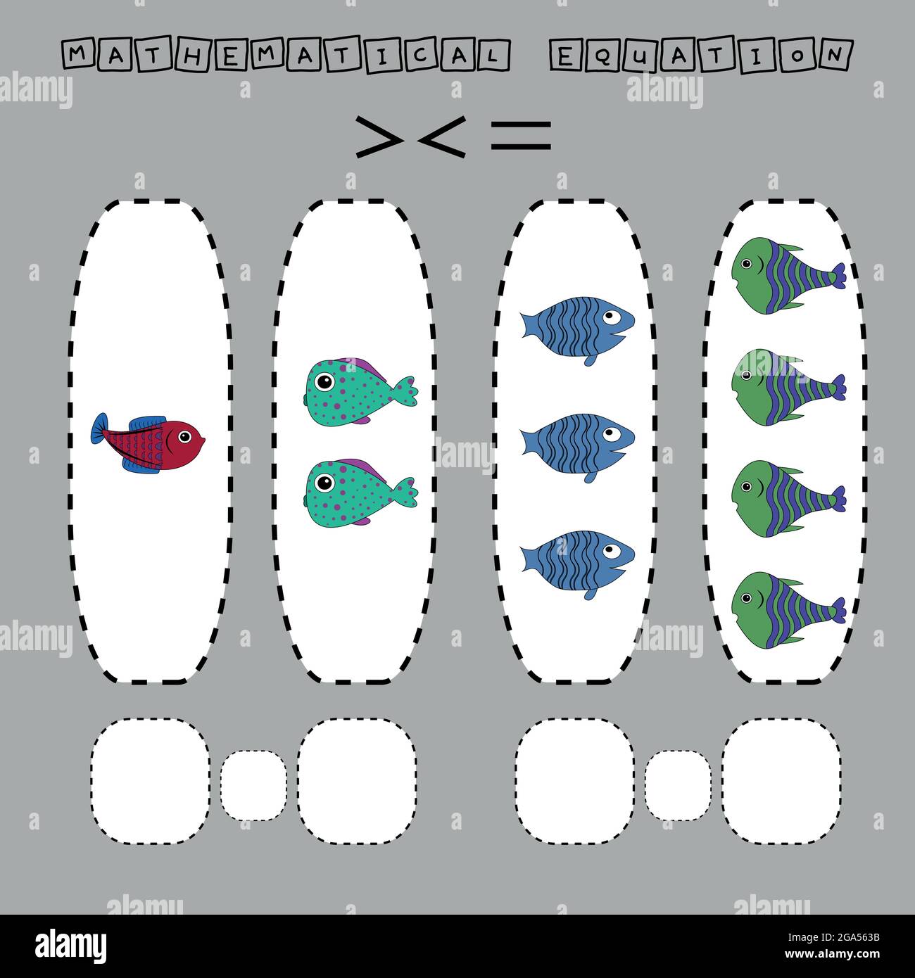 Developing activities for children, compare which more fishes. Logic ...
