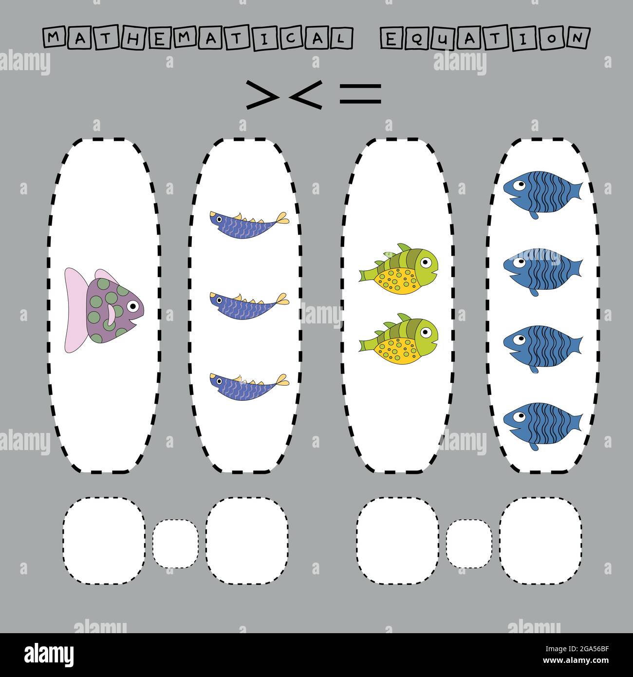 Developing activities for children, compare which more fishes. Logic ...