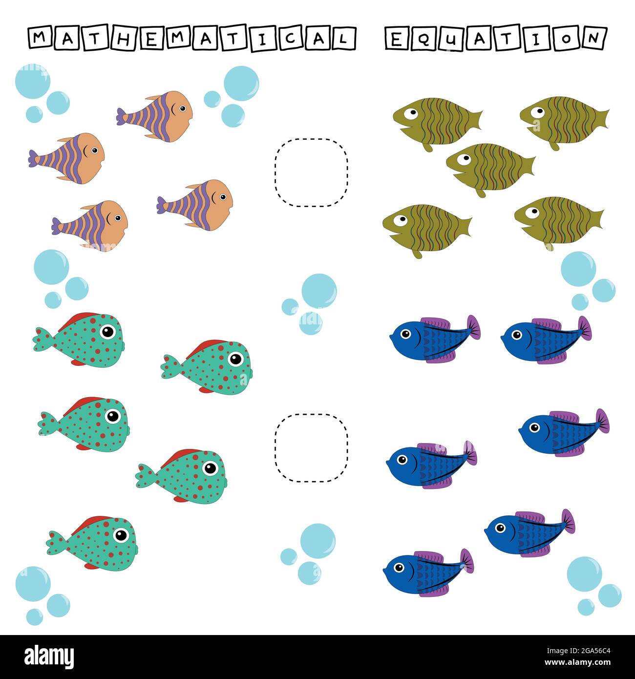 Which is greater, less or equal game with funny fishes. Worksheet for ...