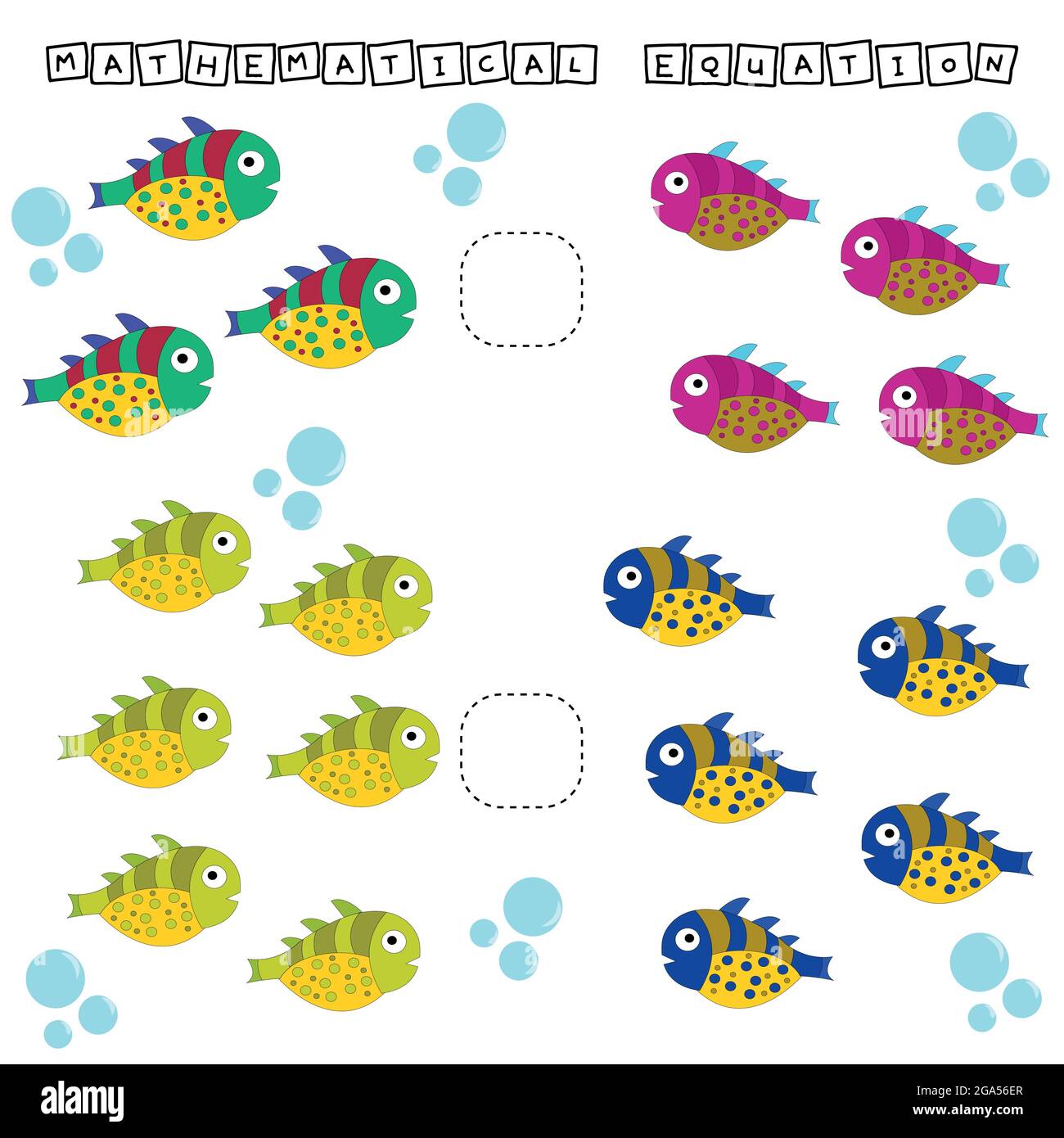 Which is greater, less or equal game with funny fishes. Worksheet for ...