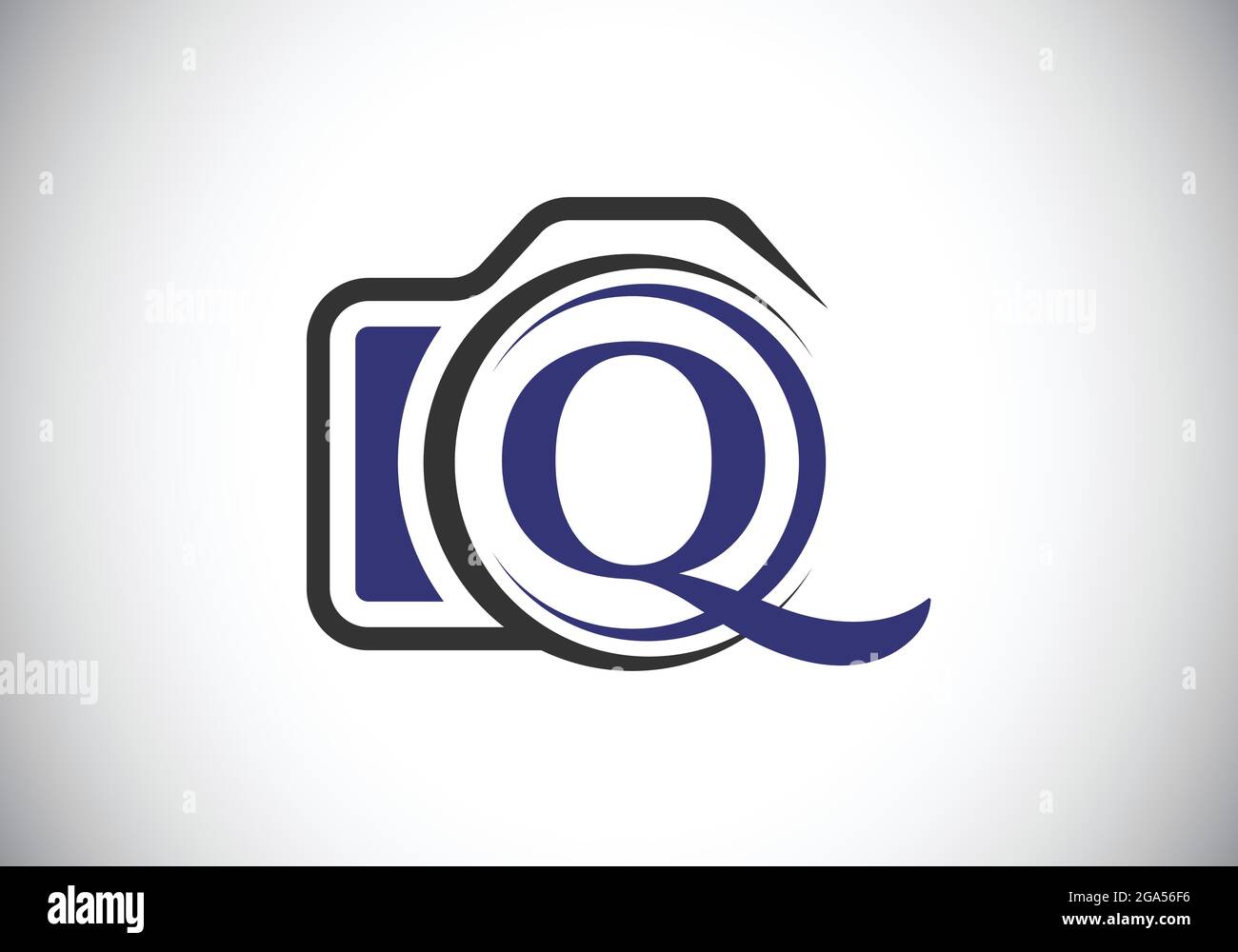 Initial Q monogram letter alphabet with a camera icon. Photography logo ...