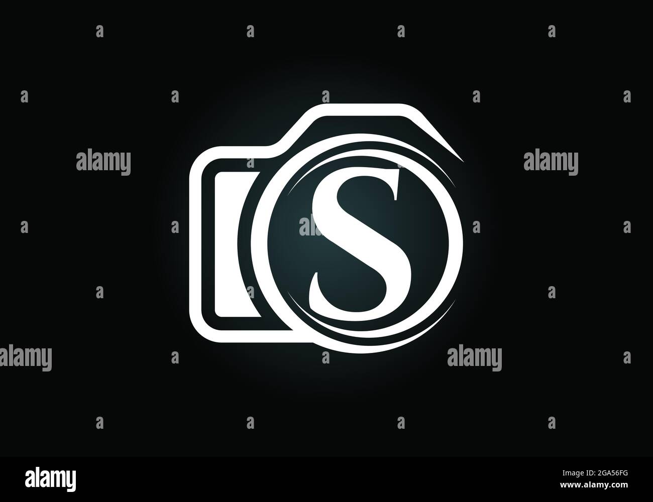 Initial S monogram letter alphabet with a camera icon. Photography logo ...
