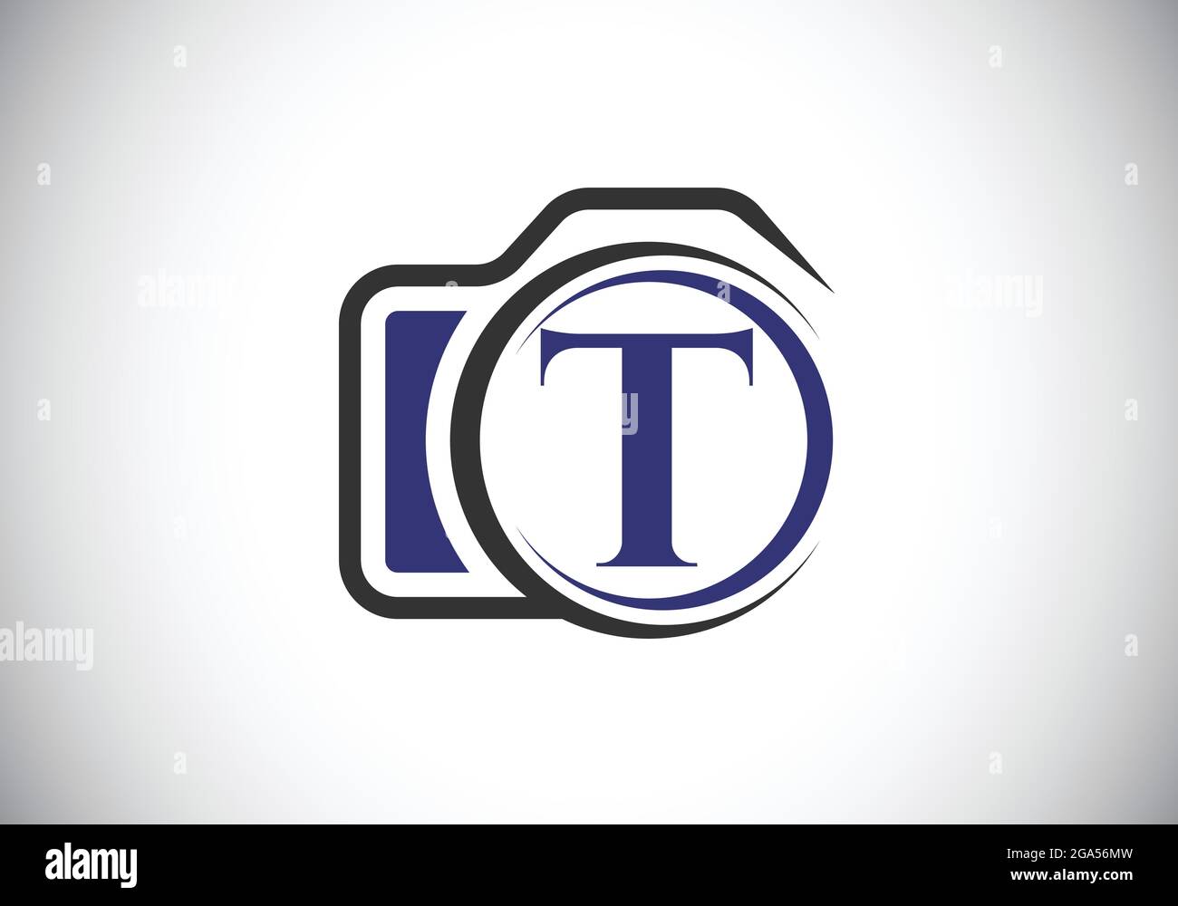 Initial T monogram letter alphabet with a camera icon. Photography logo ...