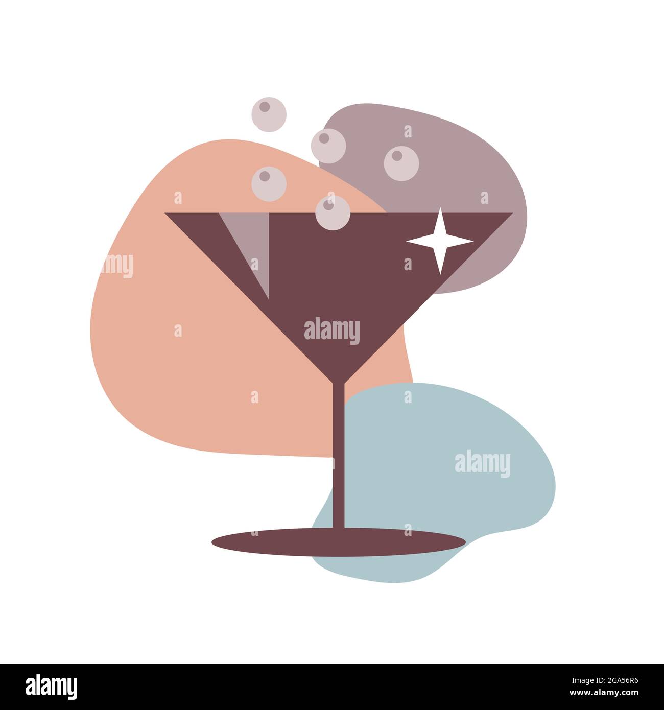 Brown color cocktail glass icon. Flat design isolated. Abstract decor ...