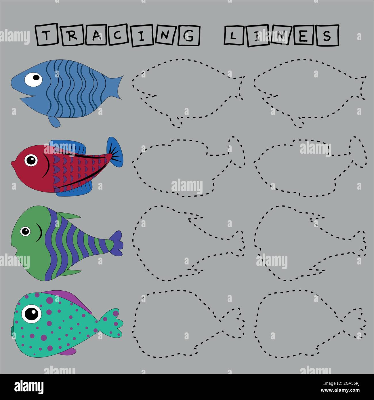 Developing an activity for children, the tracing the lines of cute ...