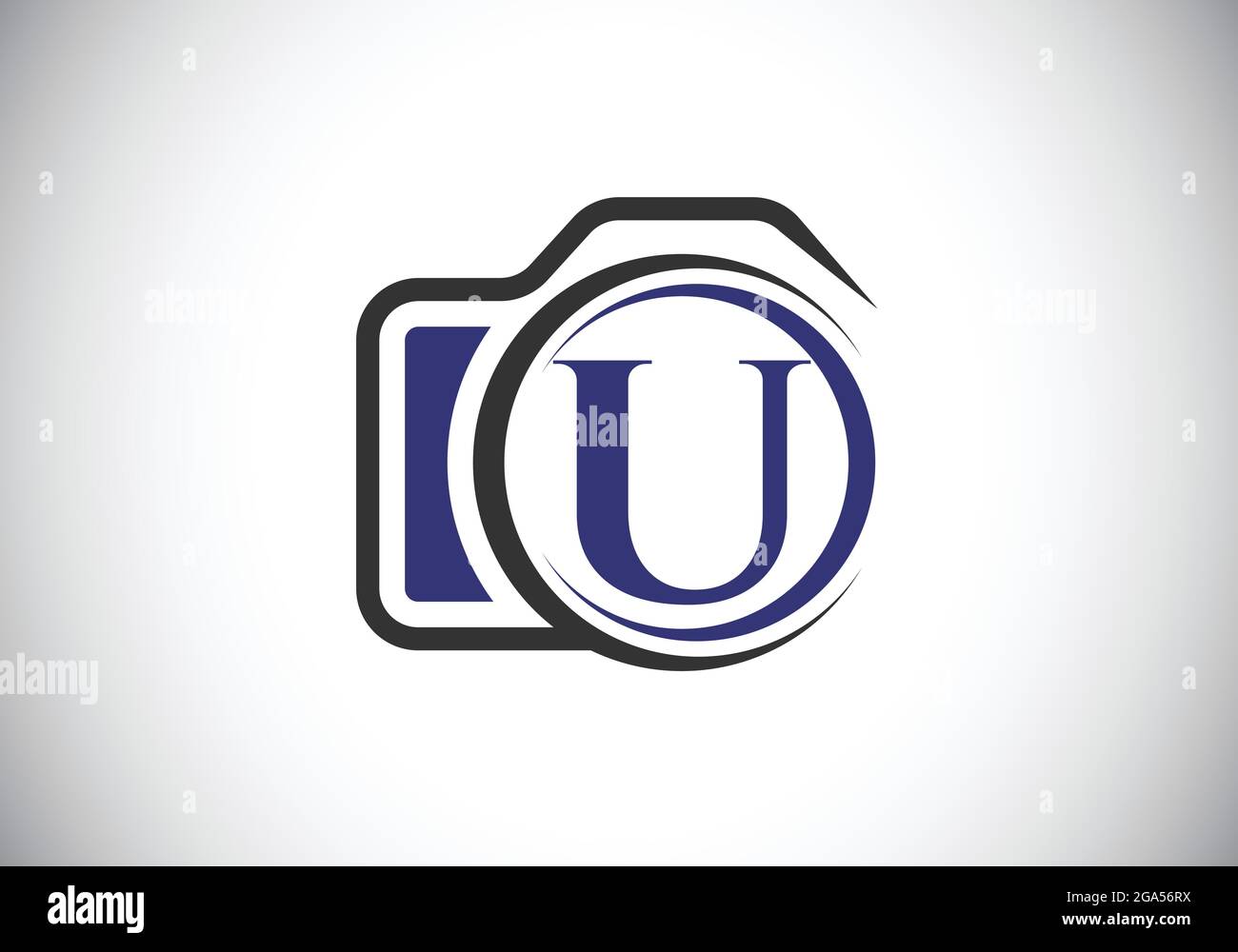 Initial U monogram letter alphabet with a camera icon. Photography logo ...