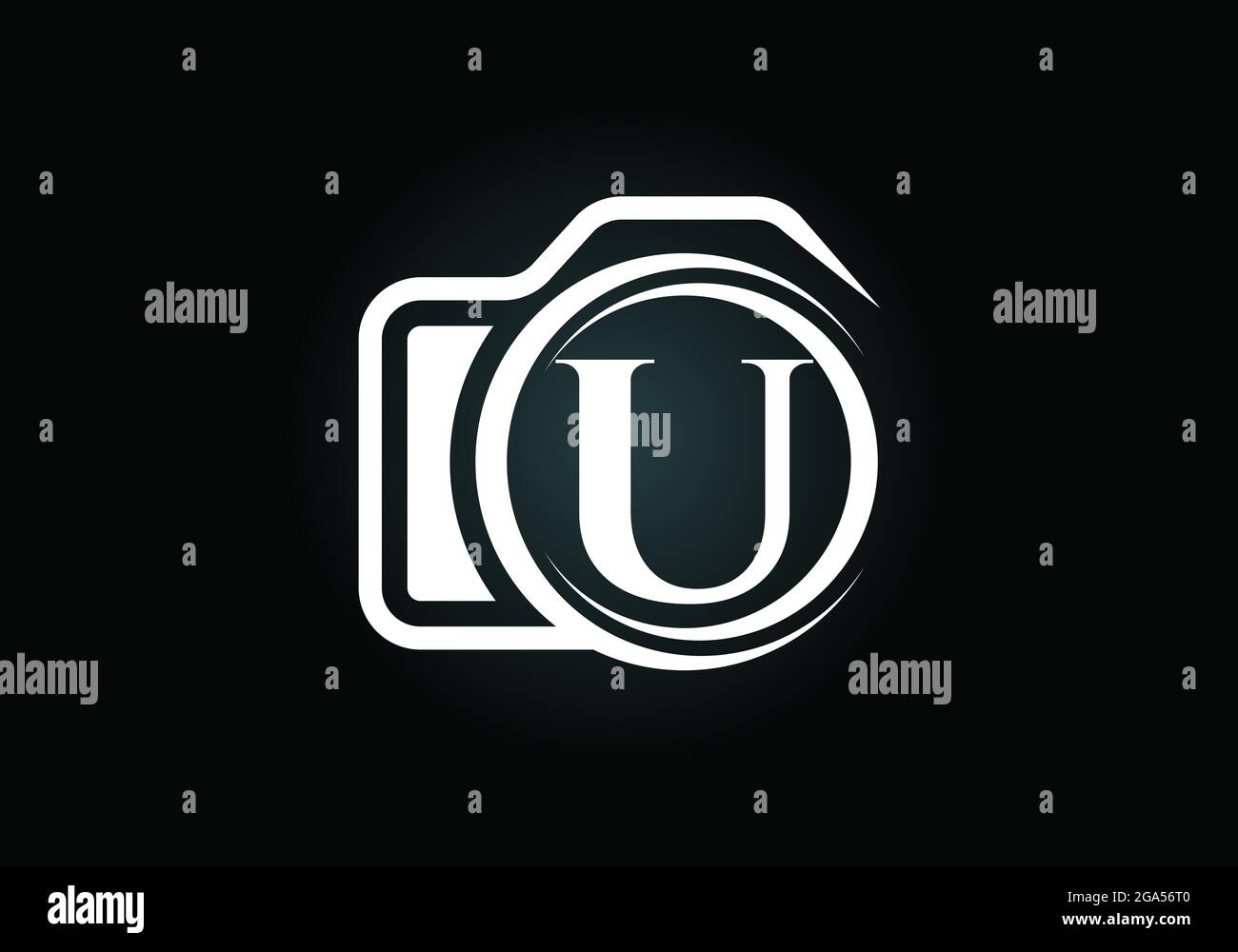 Initial U monogram letter alphabet with a camera icon. Photography logo ...