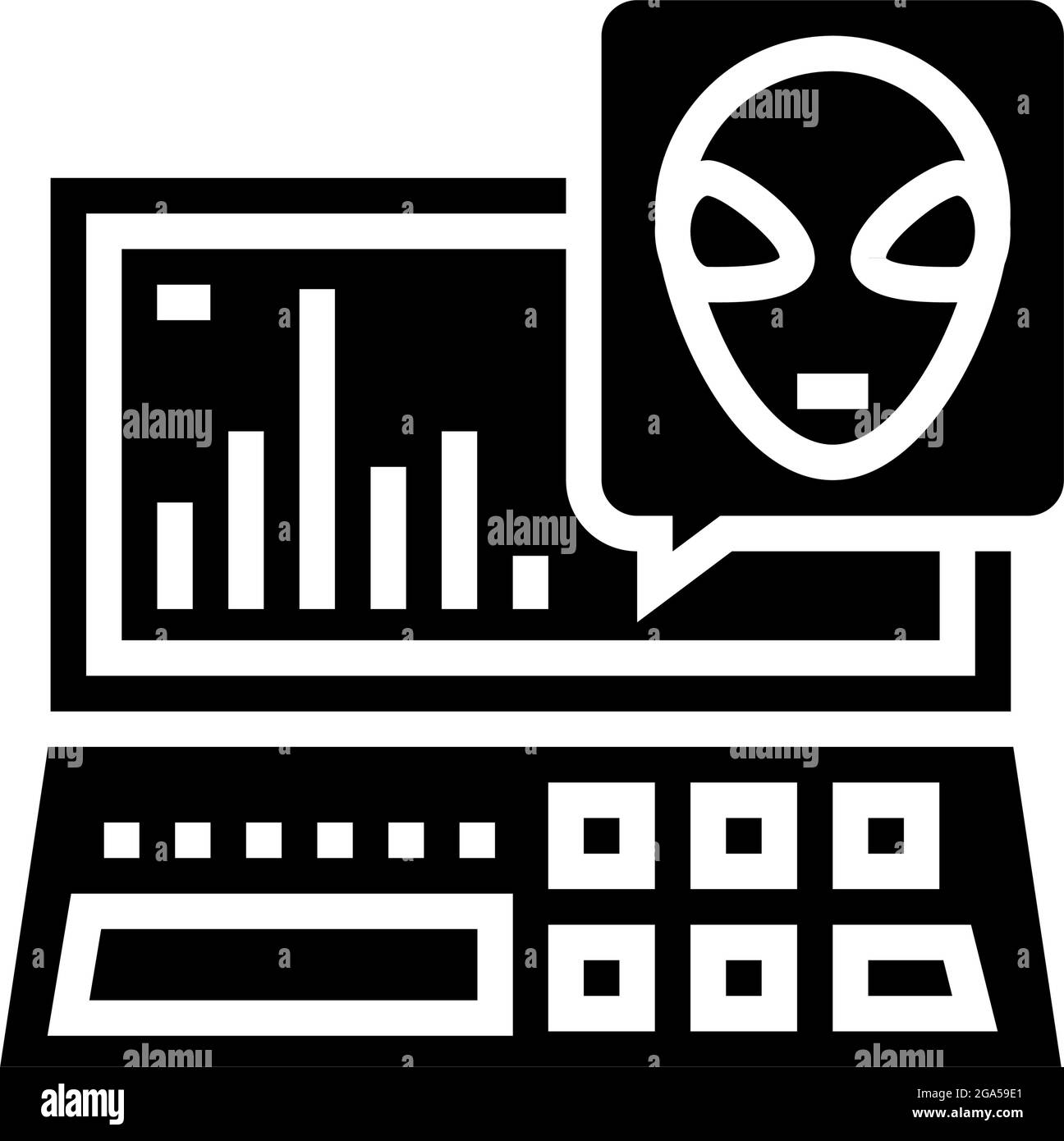 alien space laptop glyph icon vector illustration Stock Vector Image ...