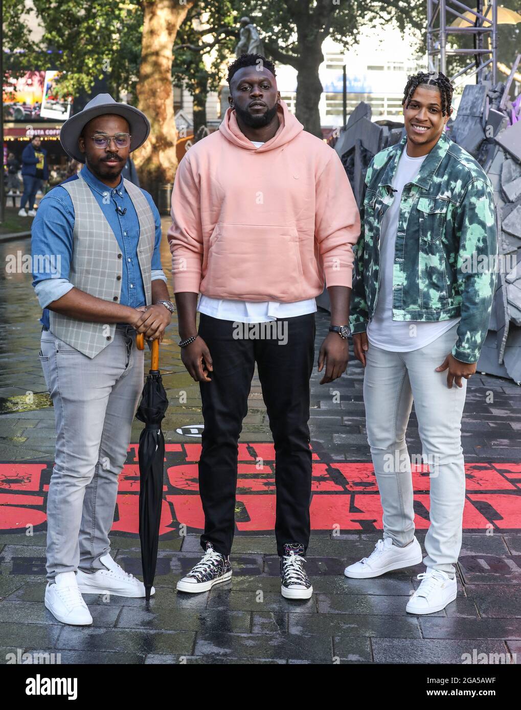 London, UK. 28th July, 2021. The Cyber Nerds, Sam A, Joe Ikhinmwin and ...