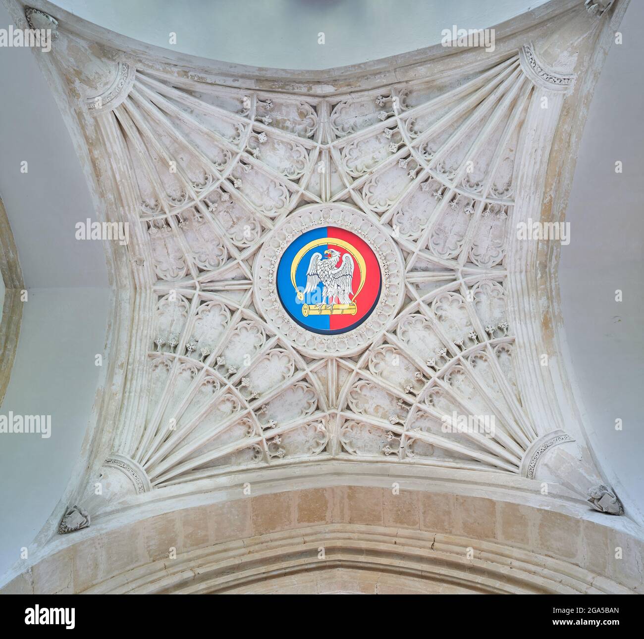 The yorkist falcon and fetterlock symbol painted in the centre of a fan ...