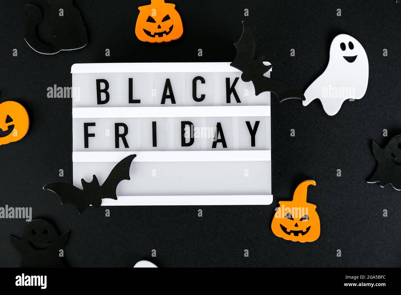 Lightbox with text BLACK FRIDAY, Halloween decorations Sale shopping ...