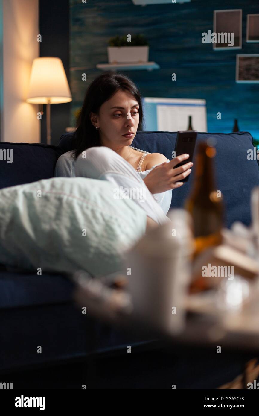 Surprised anxious woman receiving bad news from bank, having nervous ...