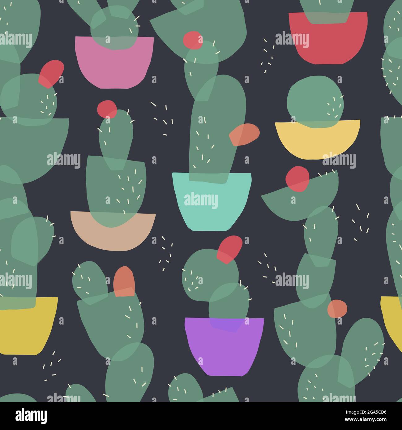 seamless pattern of tall long cactus from geometric shapes Stock Vector ...