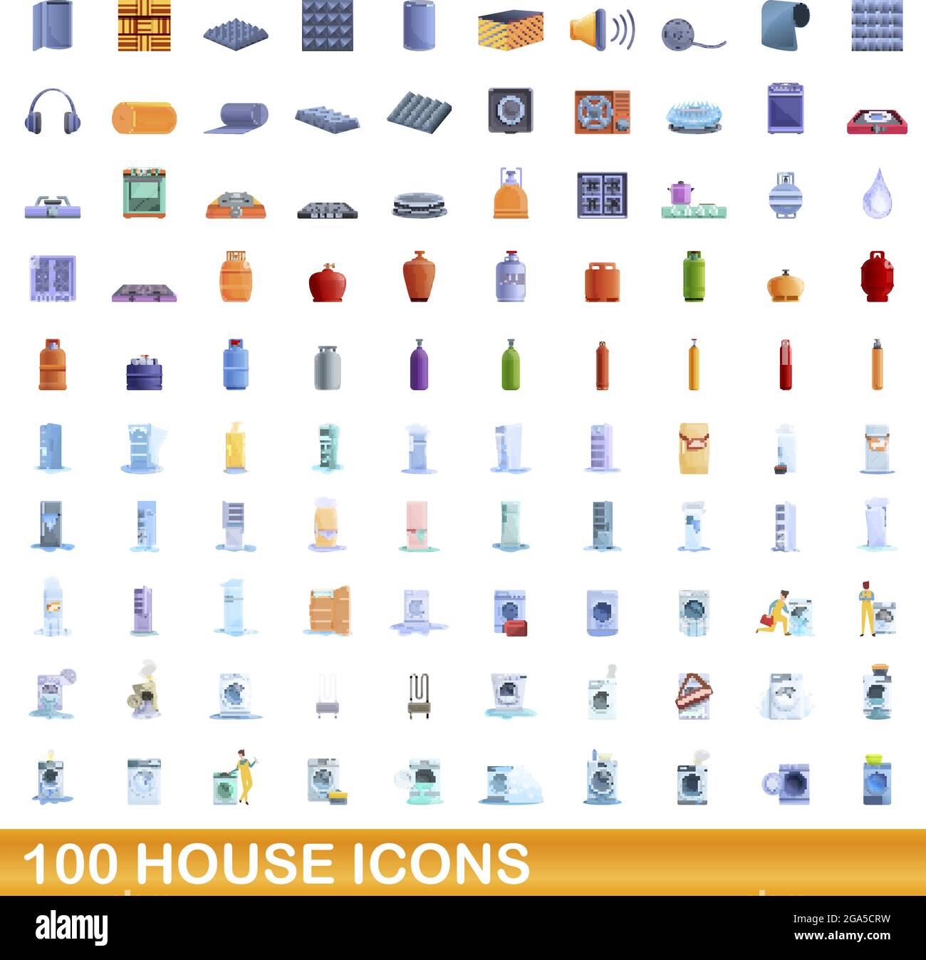100 house icons set. Cartoon illustration of 100 house icons vector set ...