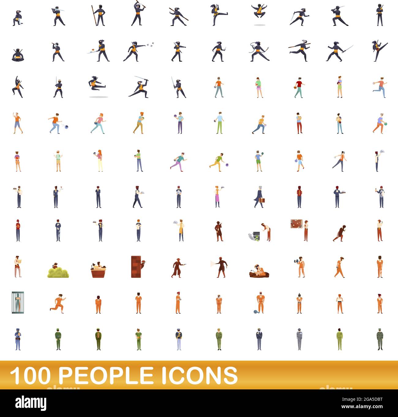 100 people icons set. Cartoon illustration of 100 people icons vector ...