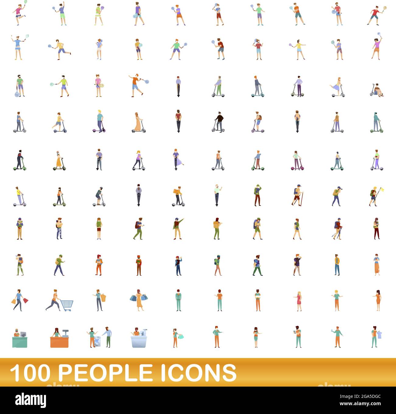 100 people icons set. Cartoon illustration of 100 people icons vector ...