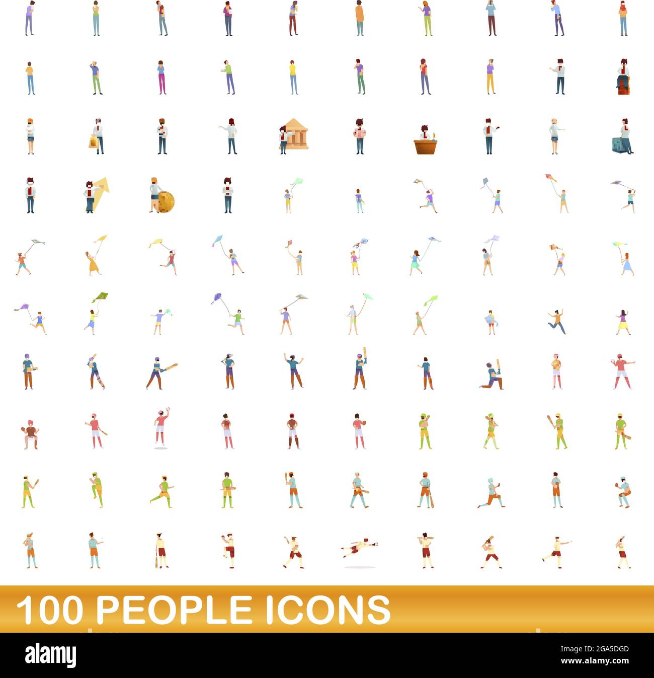 100 people icons set. Cartoon illustration of 100 people icons vector ...