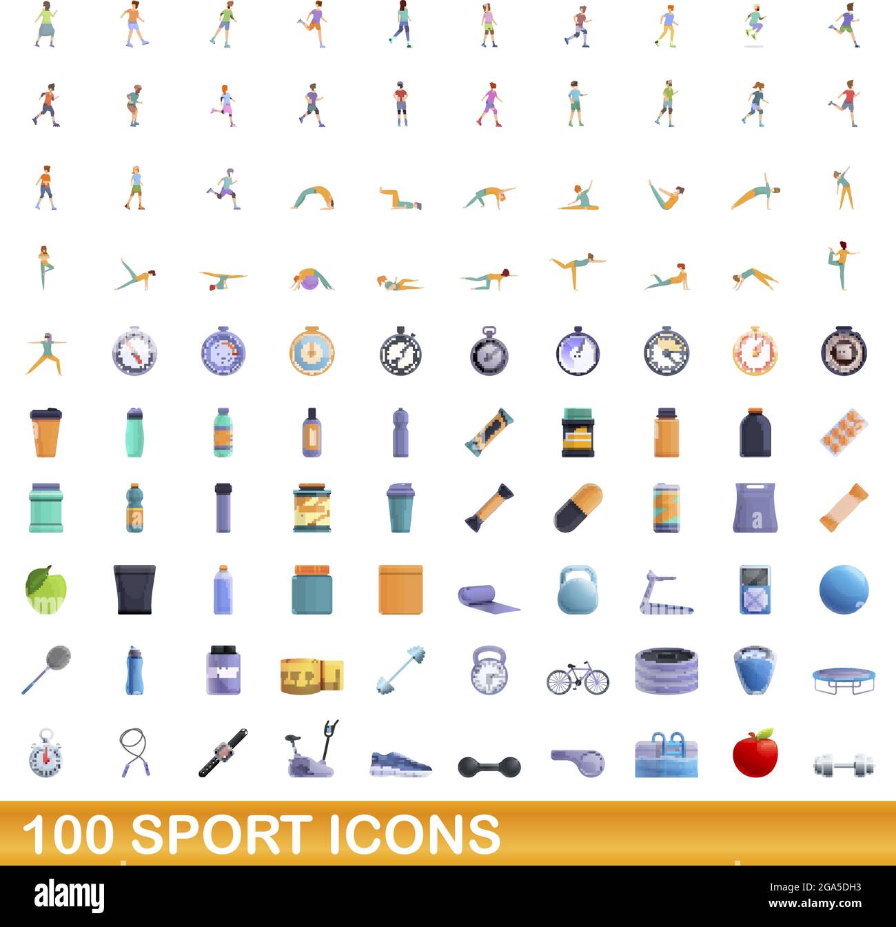 100 sport icons set. Cartoon illustration of 100 sport icons vector set ...