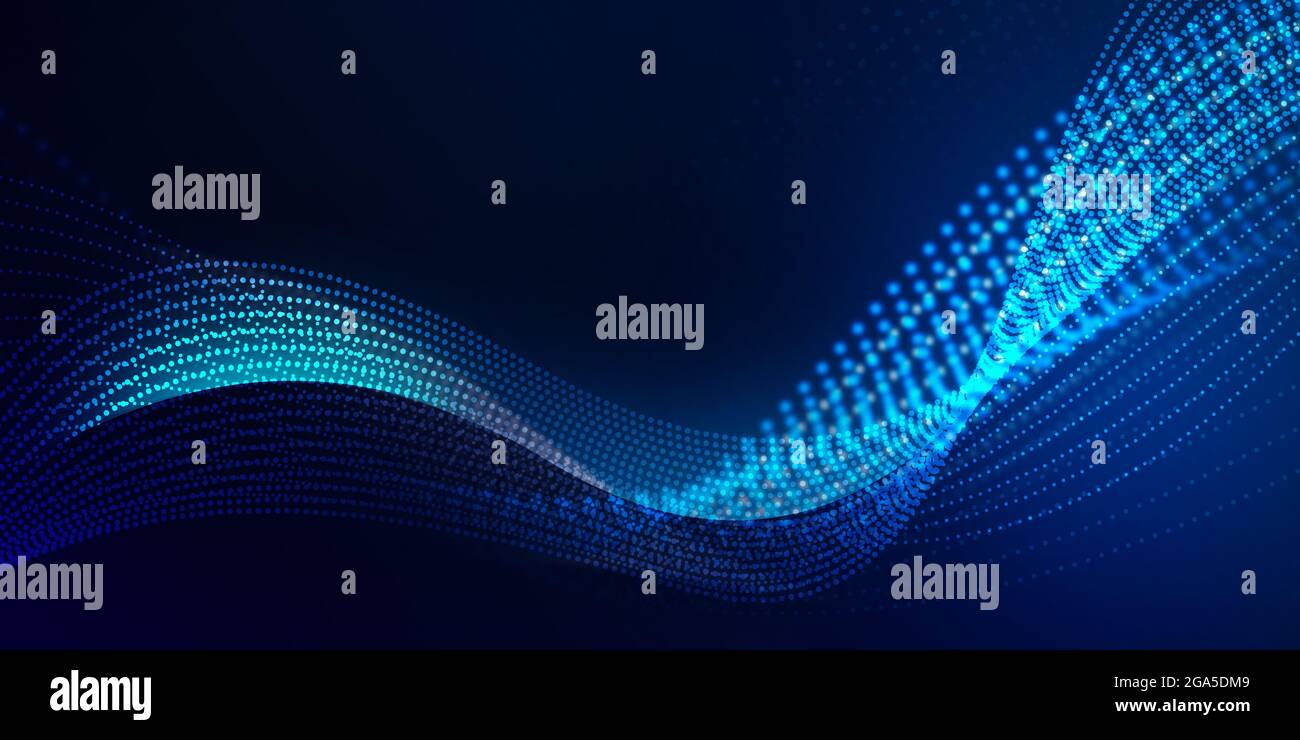 Random Glowing Technological Blue Particles Modern Abstract Background ...