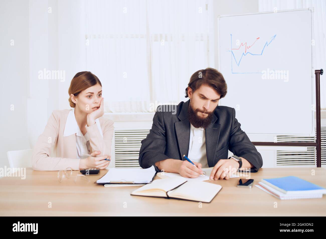 work colleagues desktop office communication professionals Stock Photo ...
