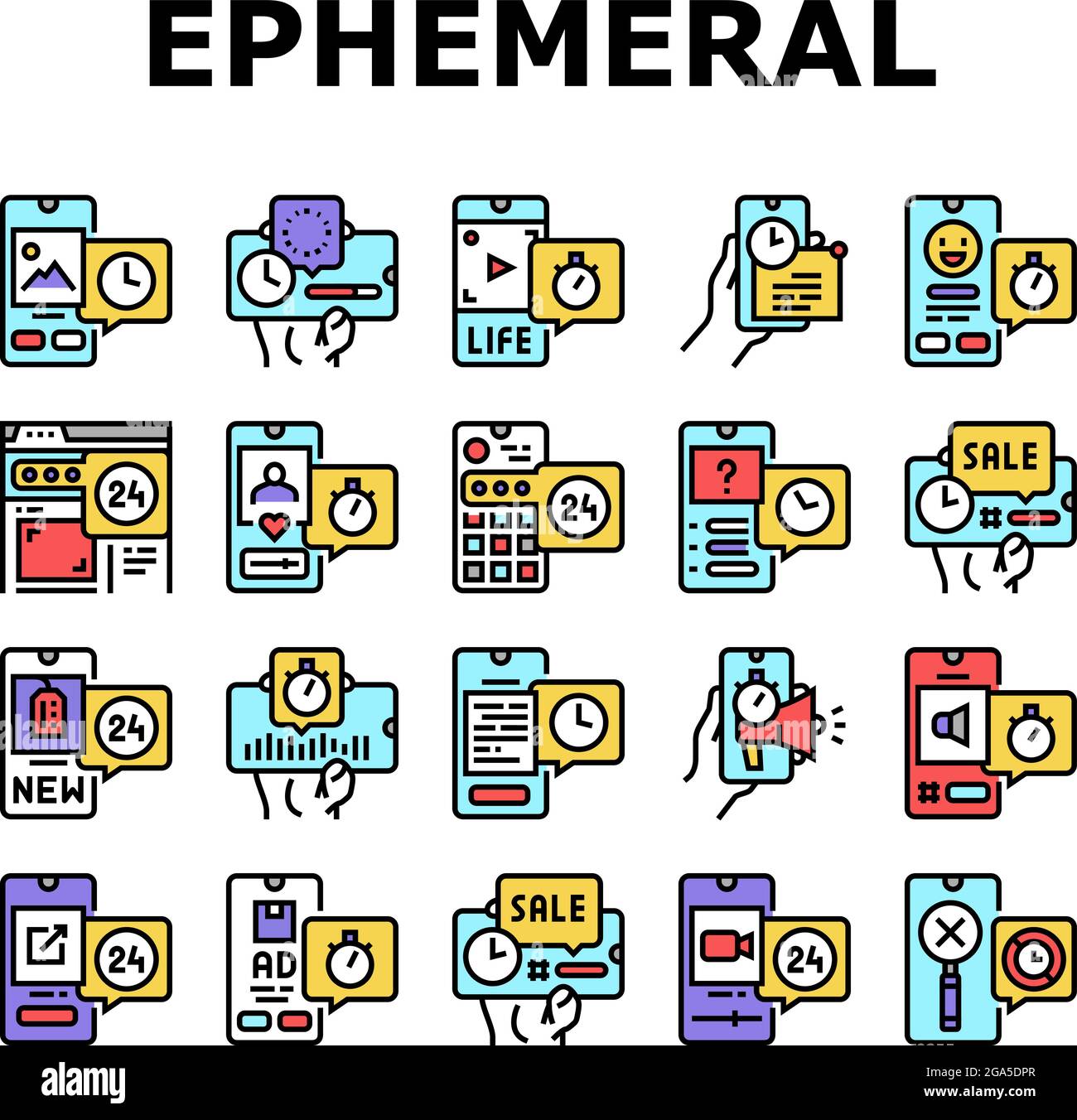 Ephemeral Content Collection Icons Set Vector Stock Vector Image & Art ...