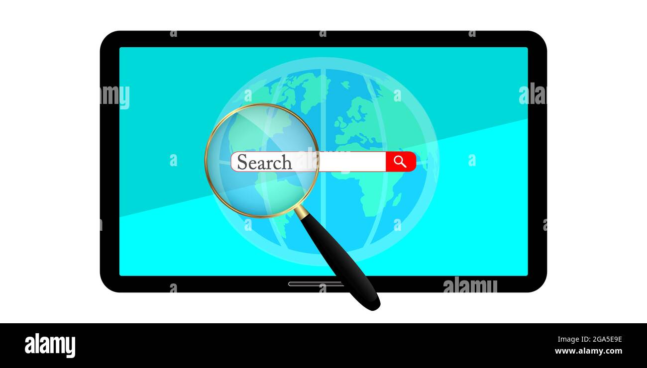 Searching on internet. Vector illustration on a white background Stock ...