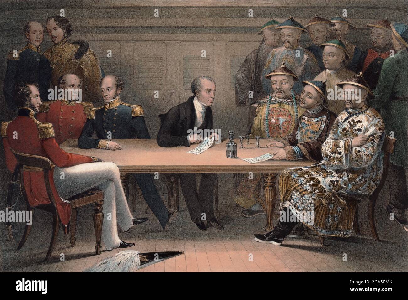 China: British and Chinese officials on board HMS Wellesley a day ...