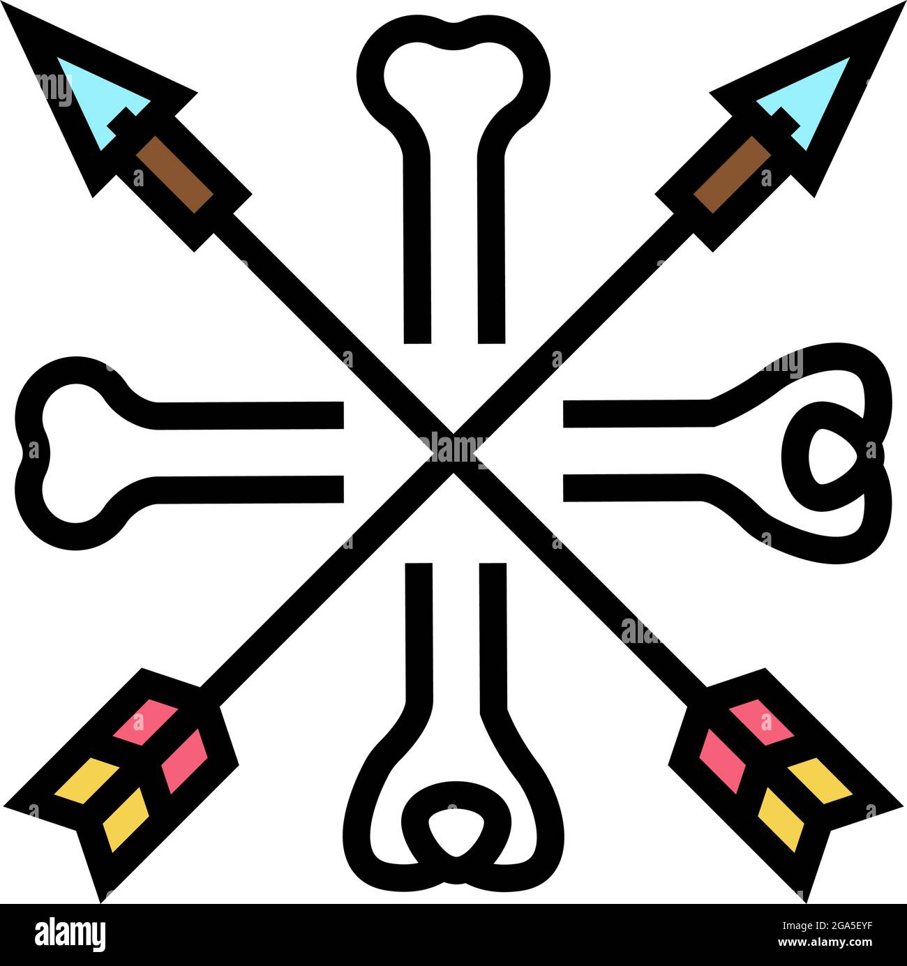 bones and arrows boho color icon vector illustration Stock Vector Image ...