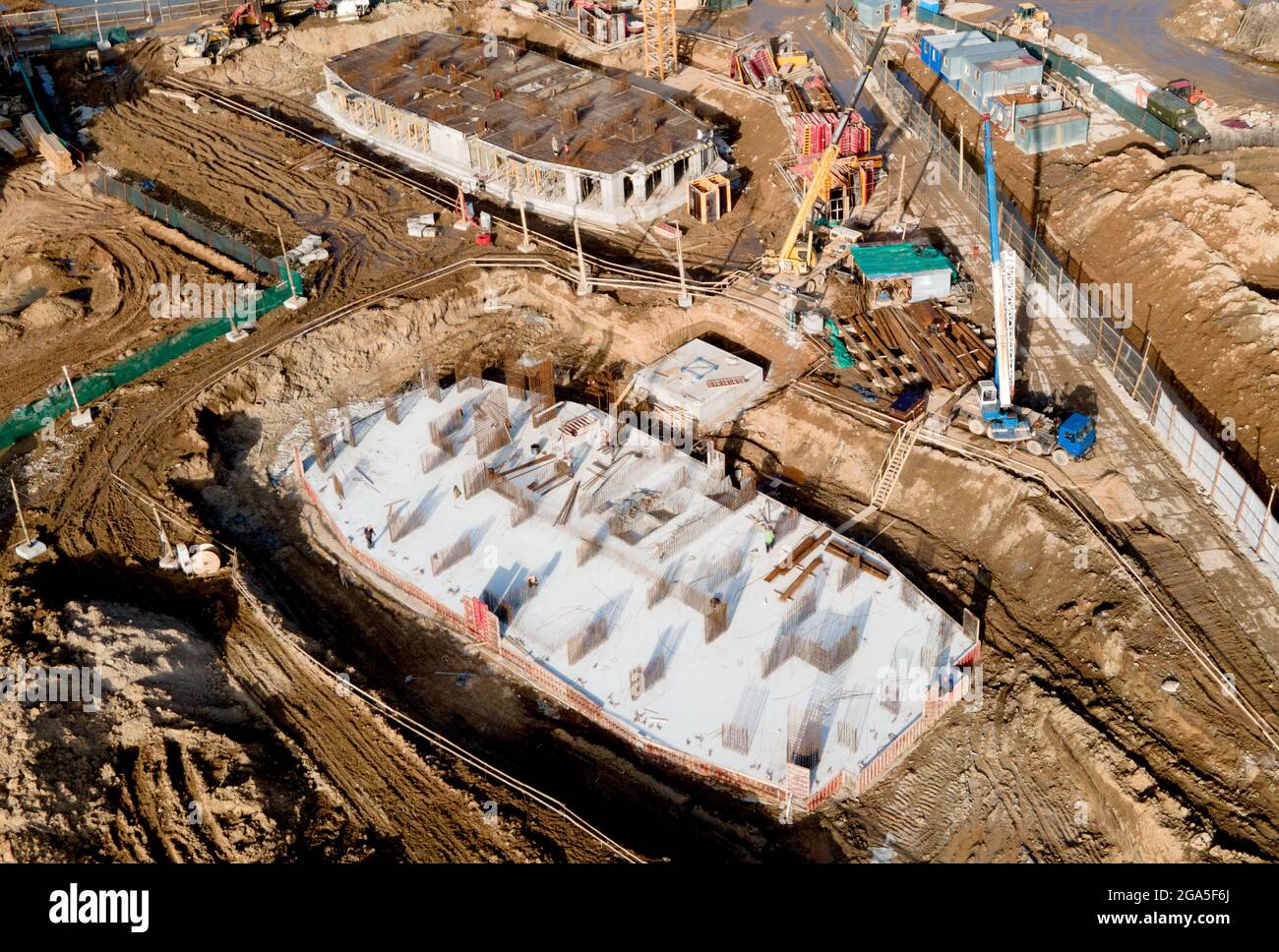 Сonstruction site with foundation pit for monolithic reinforced ...