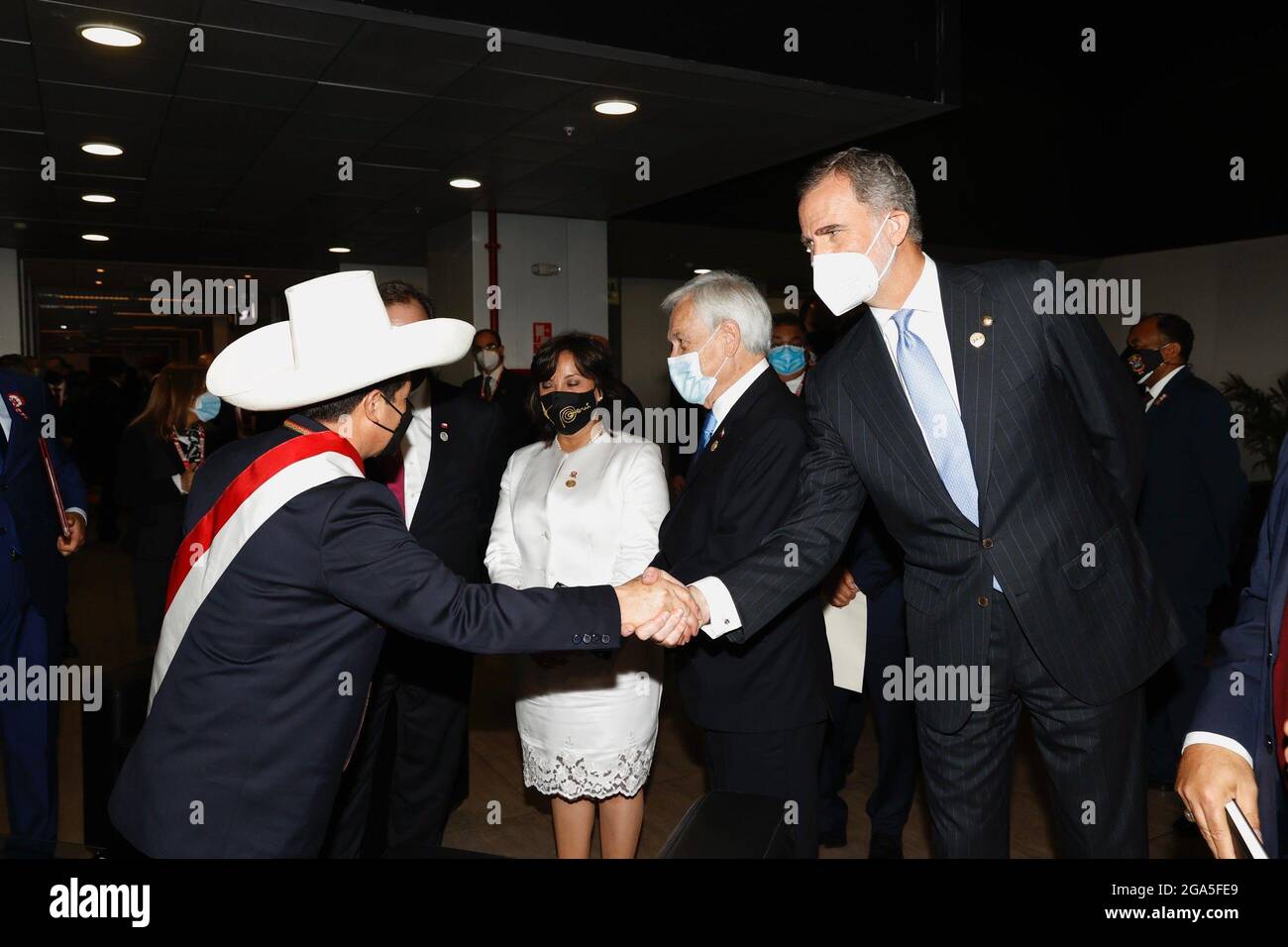 28-07-2021 Peru King Felipe with Peruvian President-elect Pedro ...