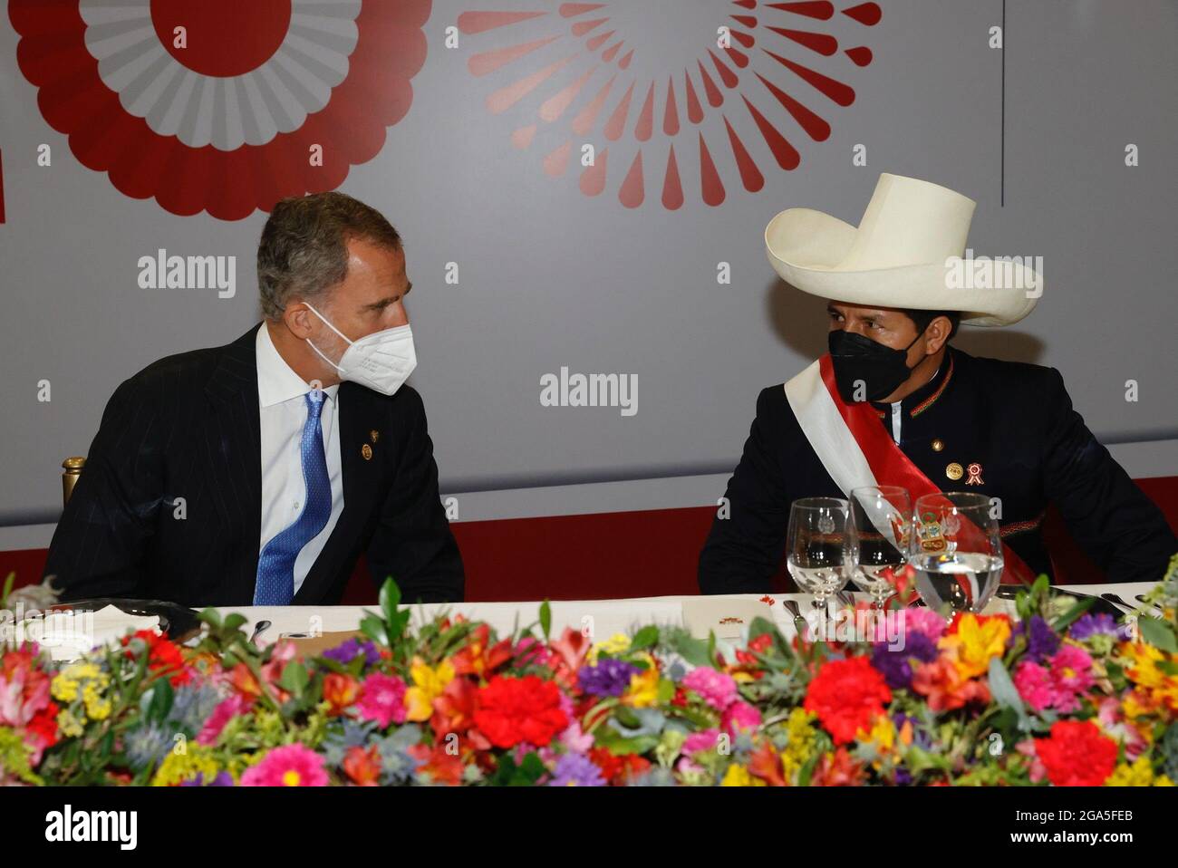 28-07-2021 Peru King Felipe with Peruvian President-elect Pedro ...