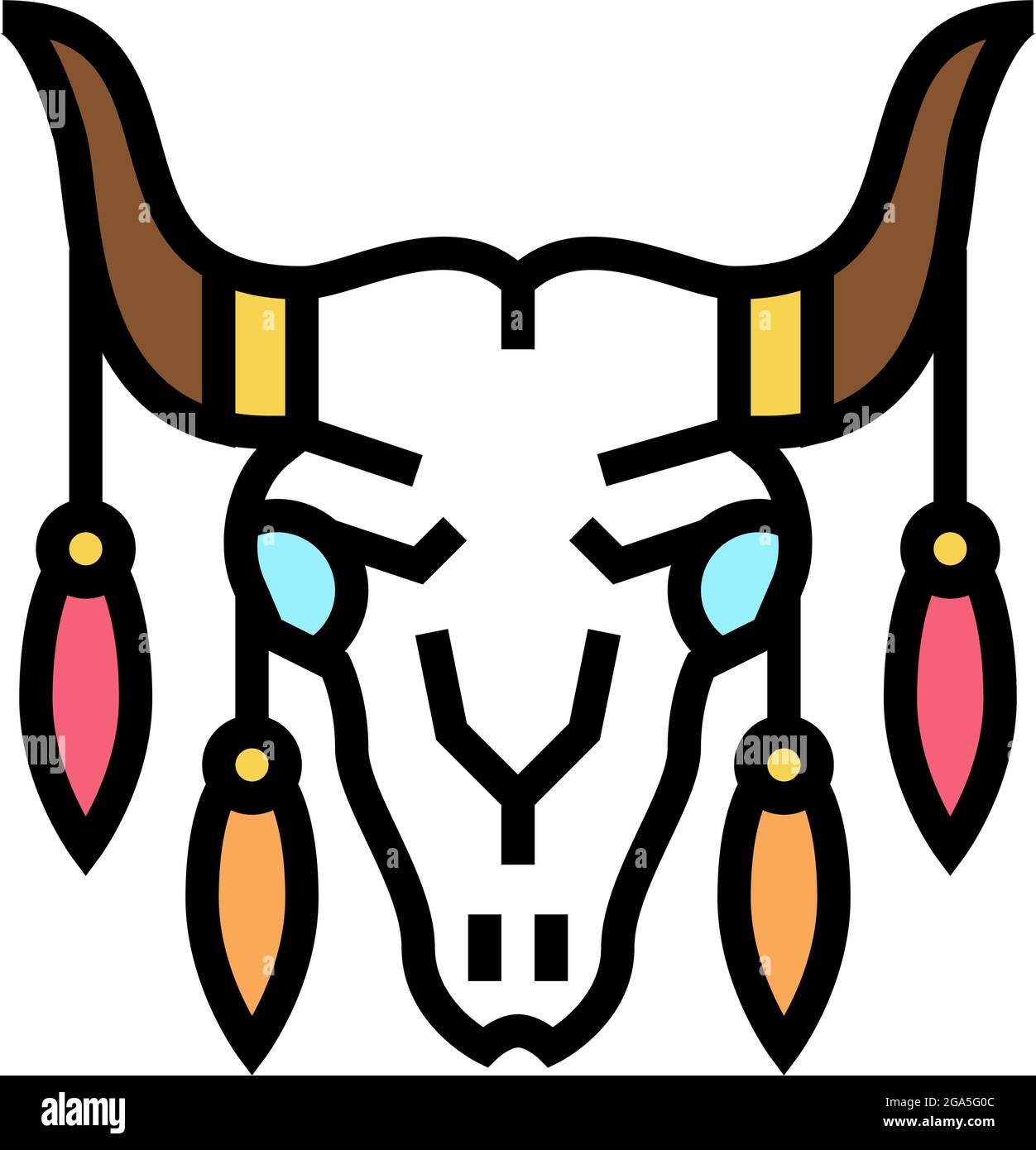 animal scull with boho decoration color icon vector illustration Stock ...