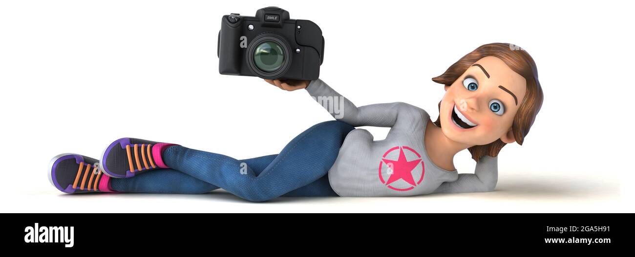 Fun 3D illustration of a cartoon teenage girl Stock Photo - Alamy