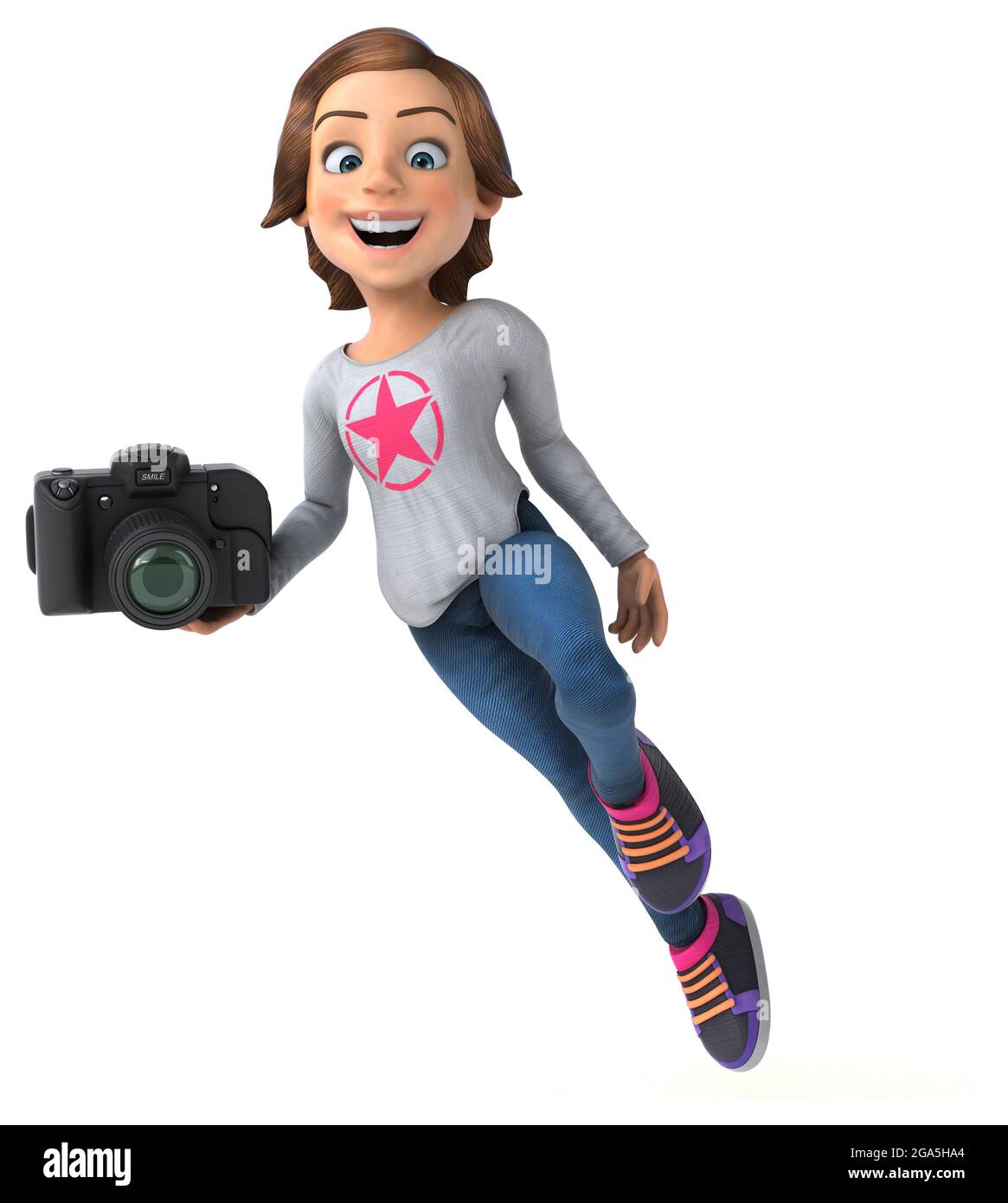 Fun 3D illustration of a cartoon teenage girl Stock Photo - Alamy