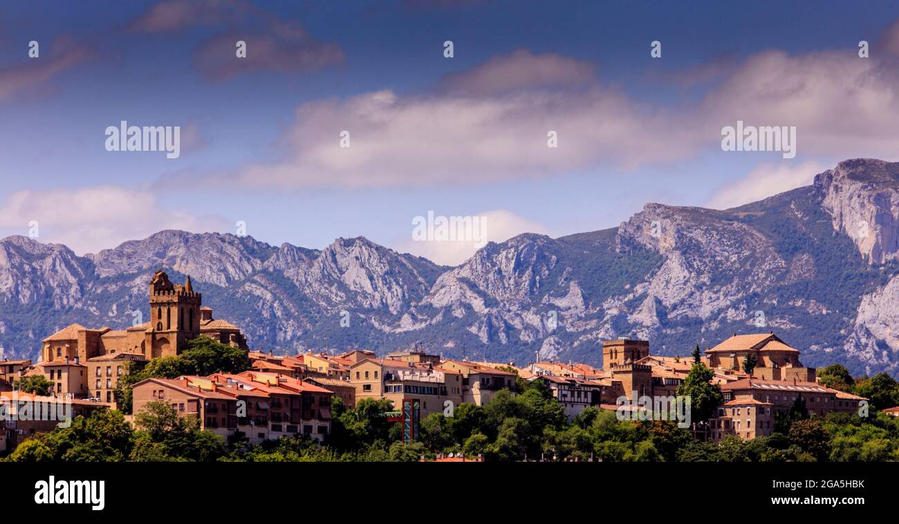 Panoramic view of the medieval town of Laguardia, a place at the centre ...