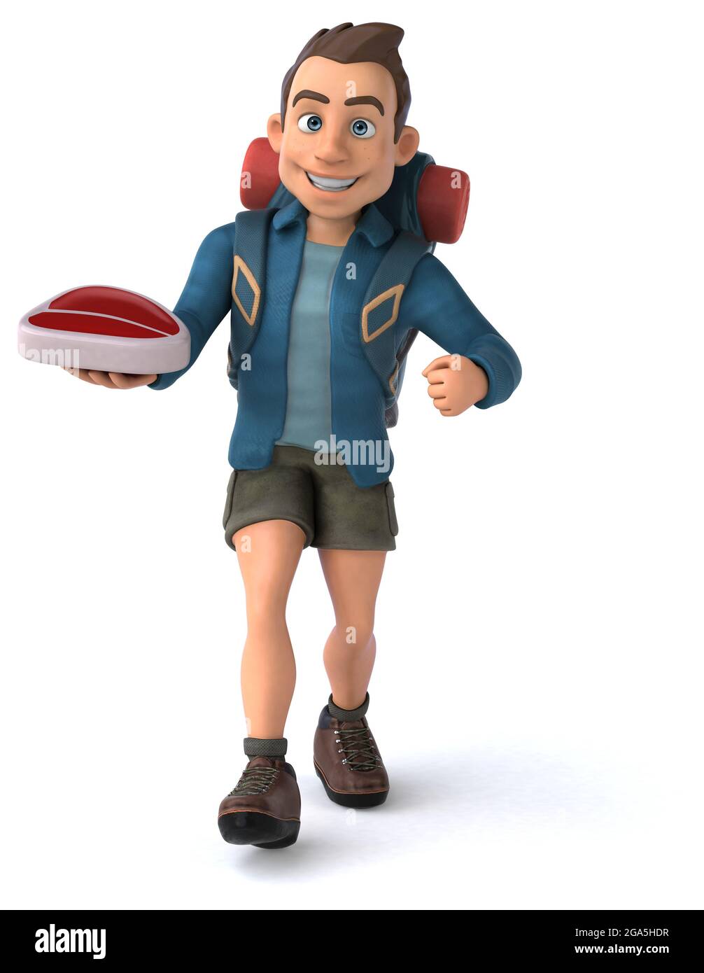 Fun illustration of a 3D cartoon backpacker Stock Photo - Alamy