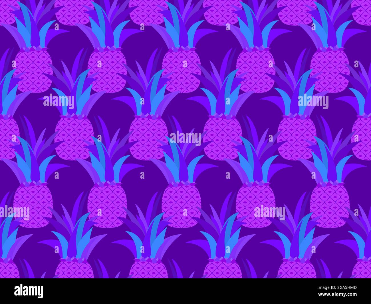 Pineapple seamless pattern. Purple pineapples 80s style. Summer fruit ...