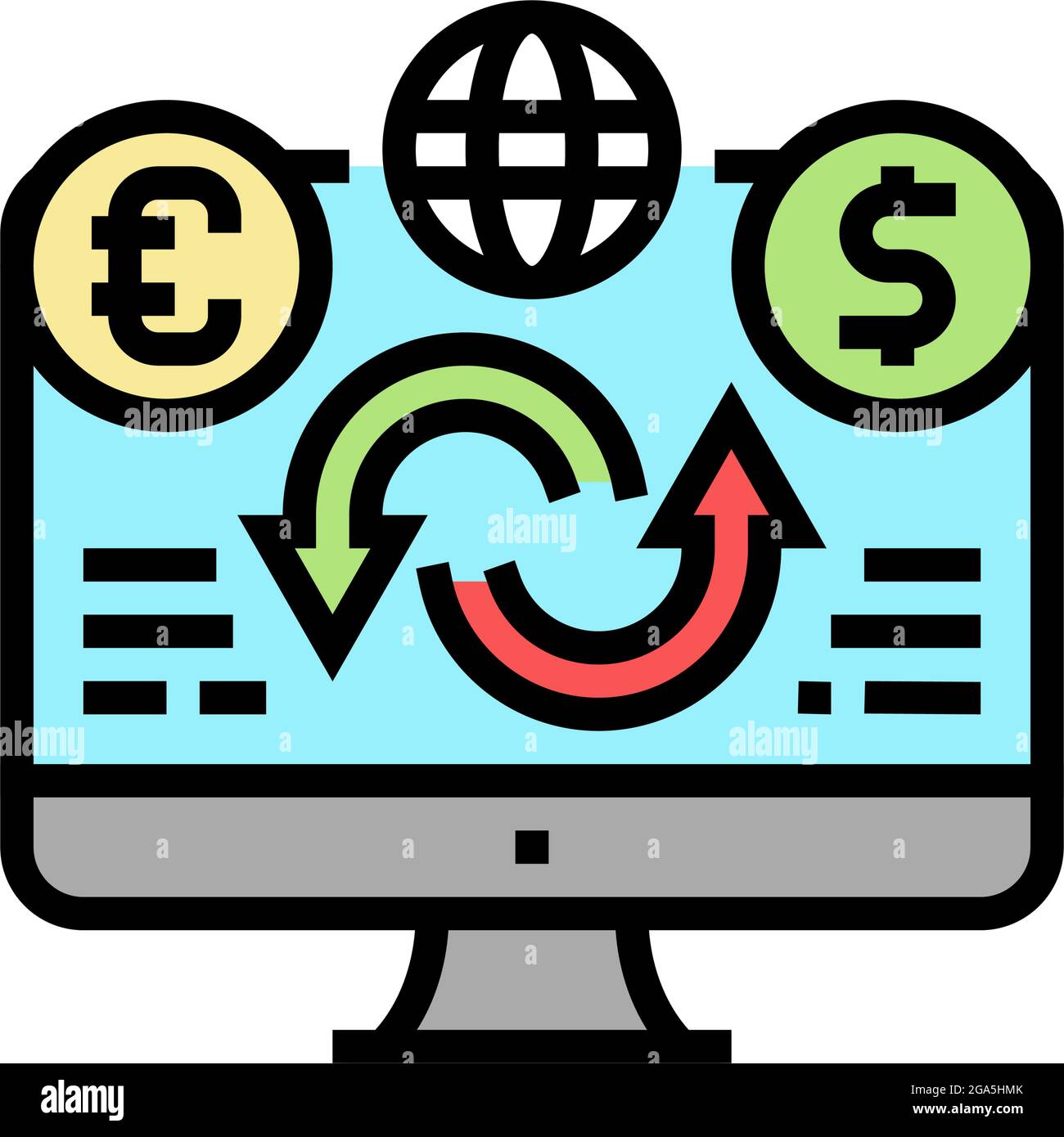 sale or purchase of foreign currency color icon vector illustration ...