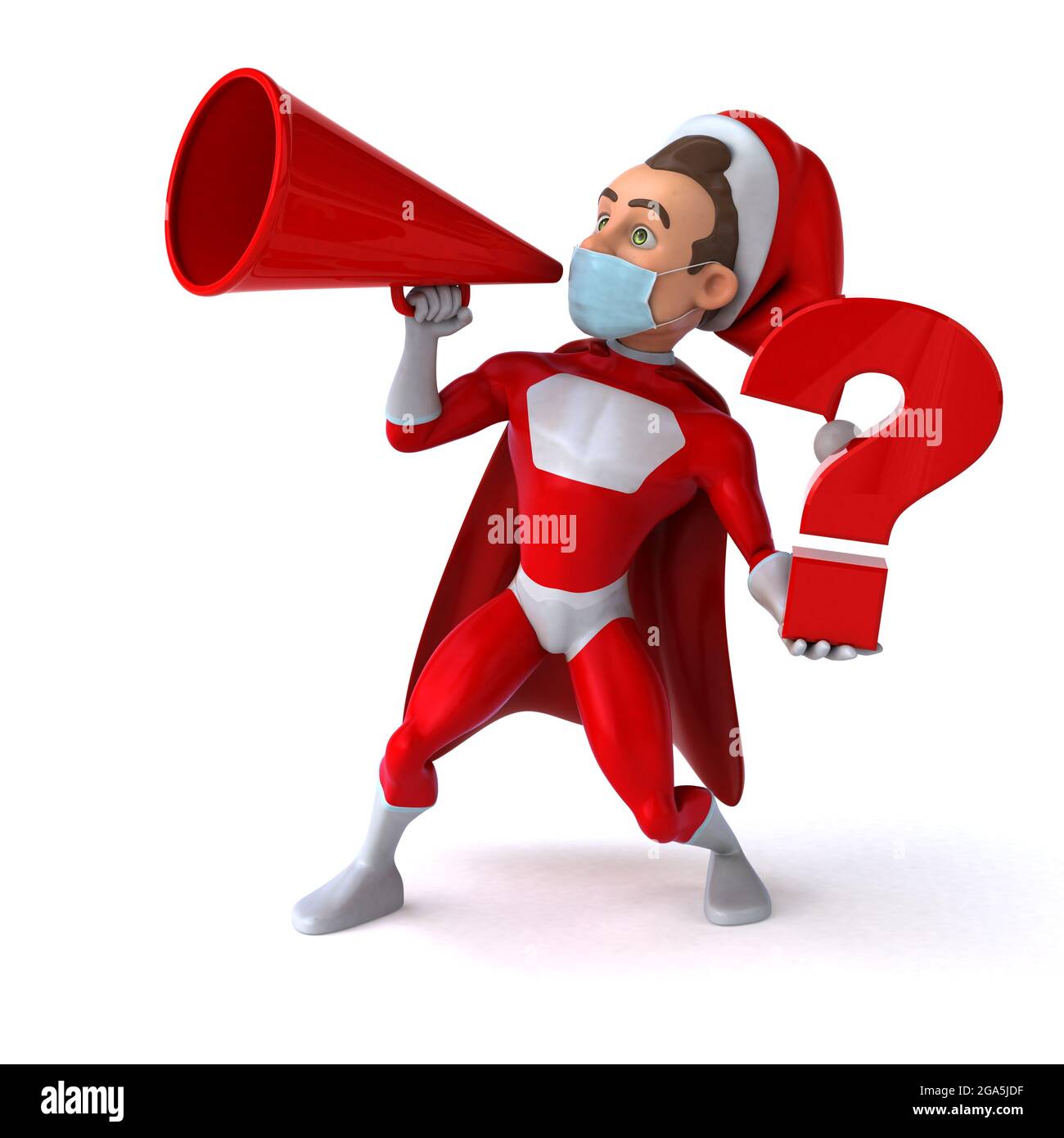 Fun 3D illustration of a cartoon Santa Claus with a mask Stock Photo ...
