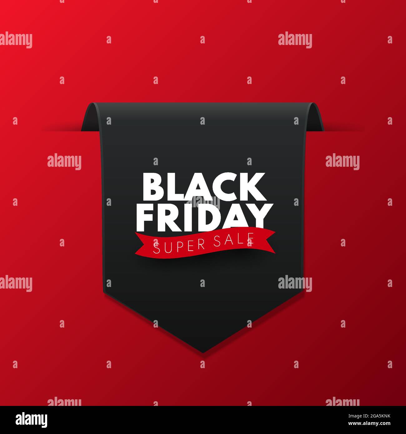 Black Friday Sale Banner with a black price tag isolated on a red ...