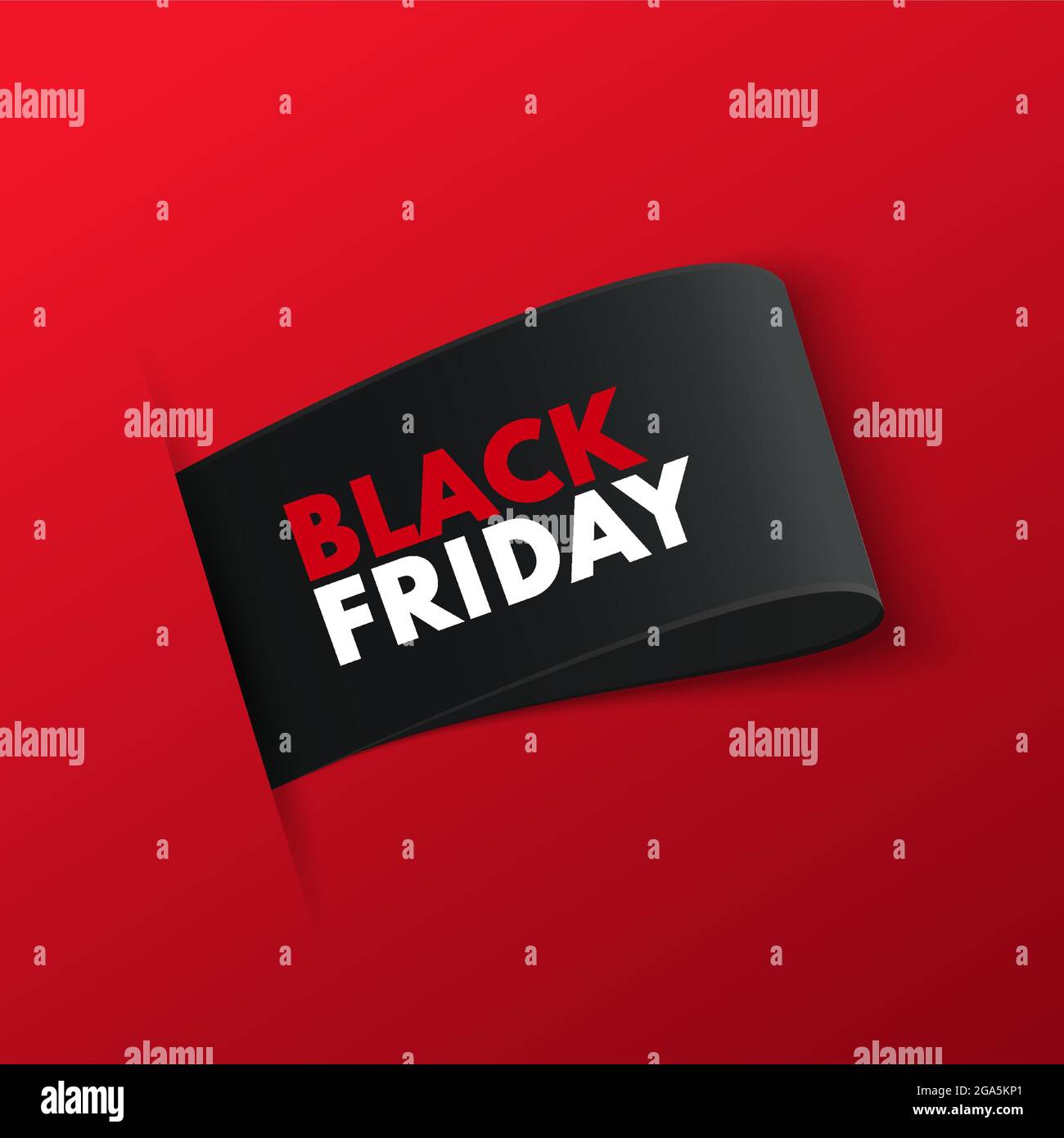 Black Friday Sale Banner with a black price tag isolated on a red ...