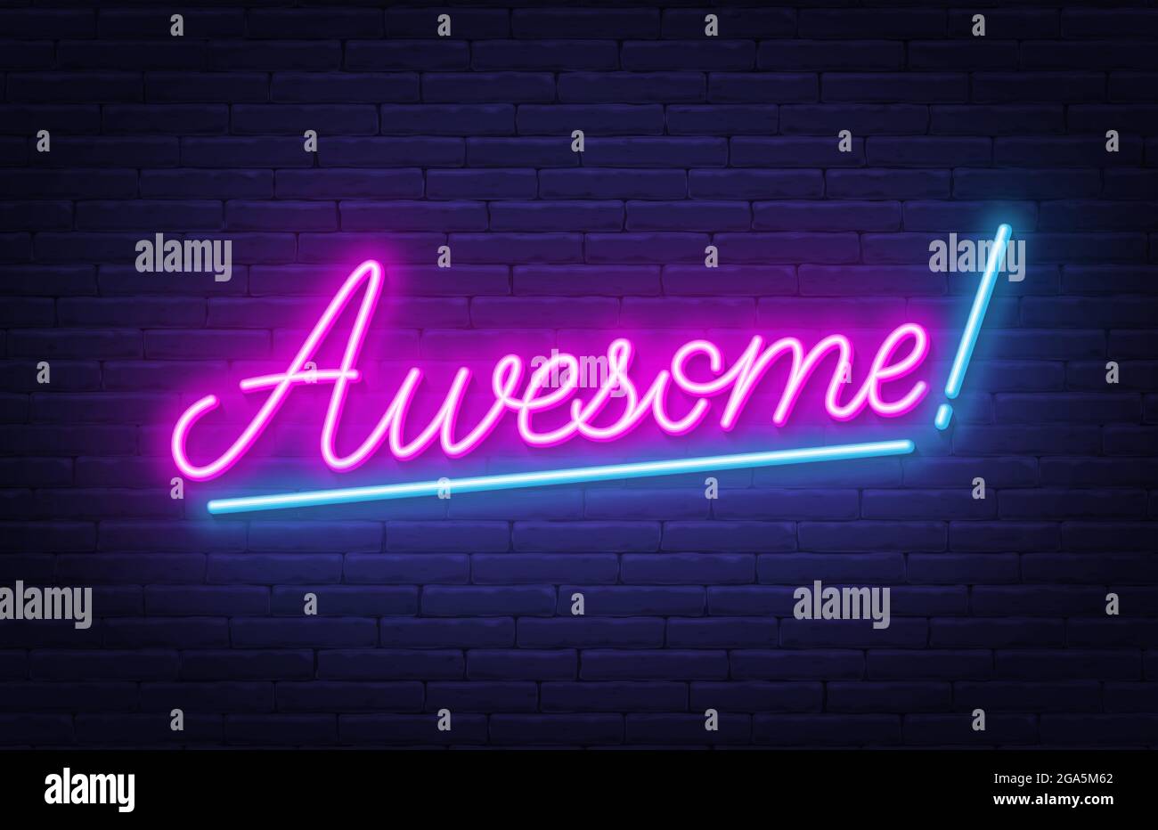 Neon sign Awesome on brick wall background Stock Vector Image & Art - Alamy