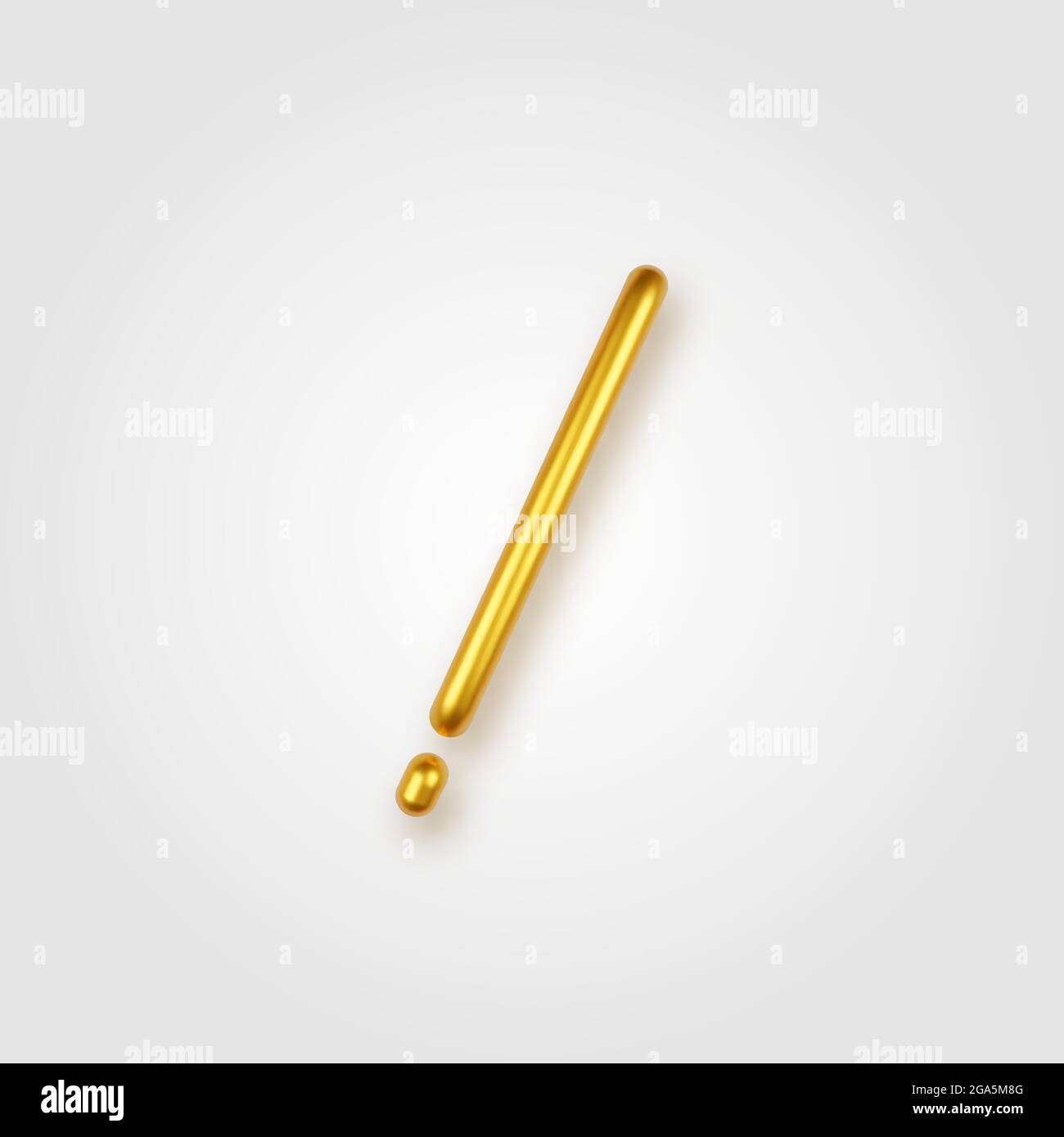 Gold 3d realistic exclamation mark on a light background. Vector ...