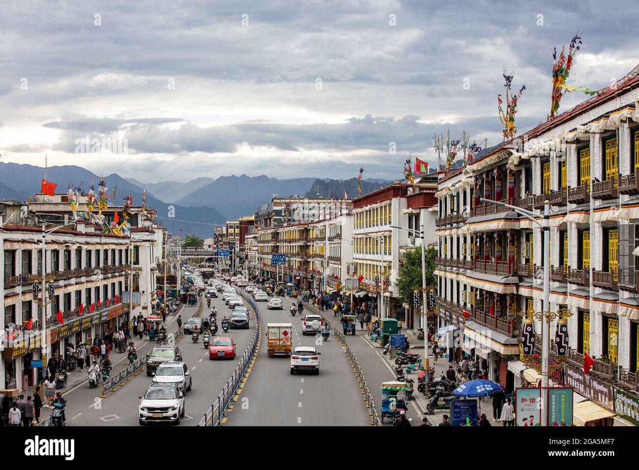 Downtown view of Lhasa city in southwest China's Tibet autonomous ...